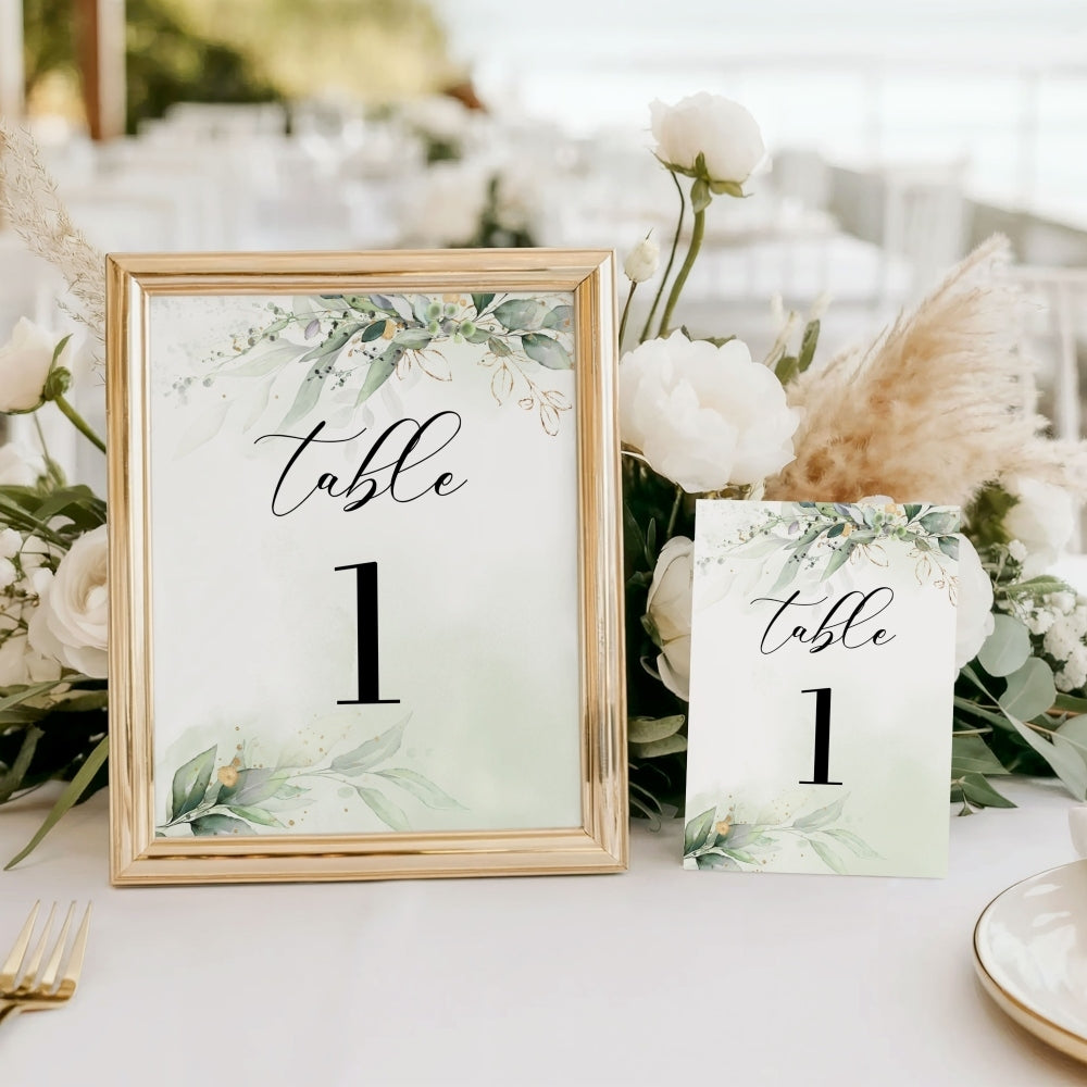 Elegant Green Botanical Table Number - Wedding Modern | Simply Favours ...