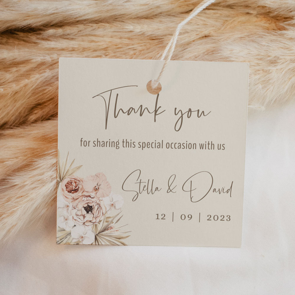 Thank You Tags Stickers Boho Neutrals Simply Wedding Favours