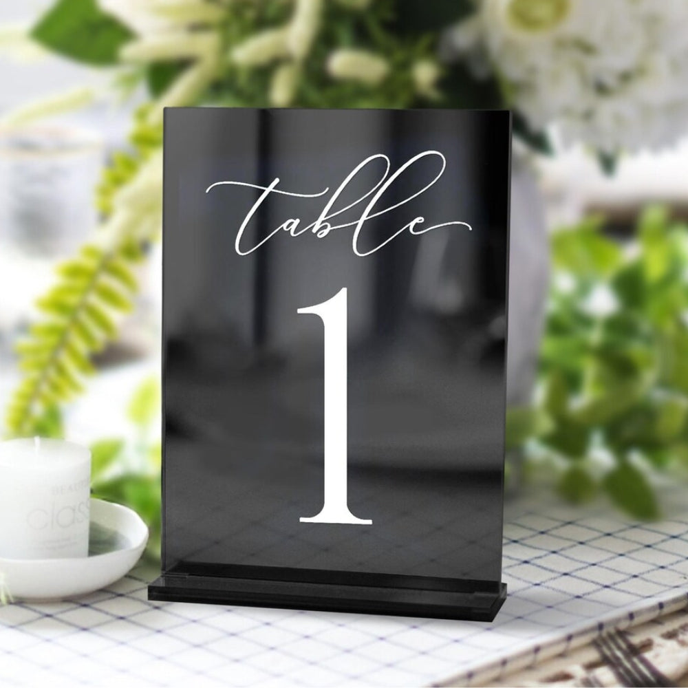 Acrylic Table Numbers - Rectangular - Black - Wedding | Simply Favours ...