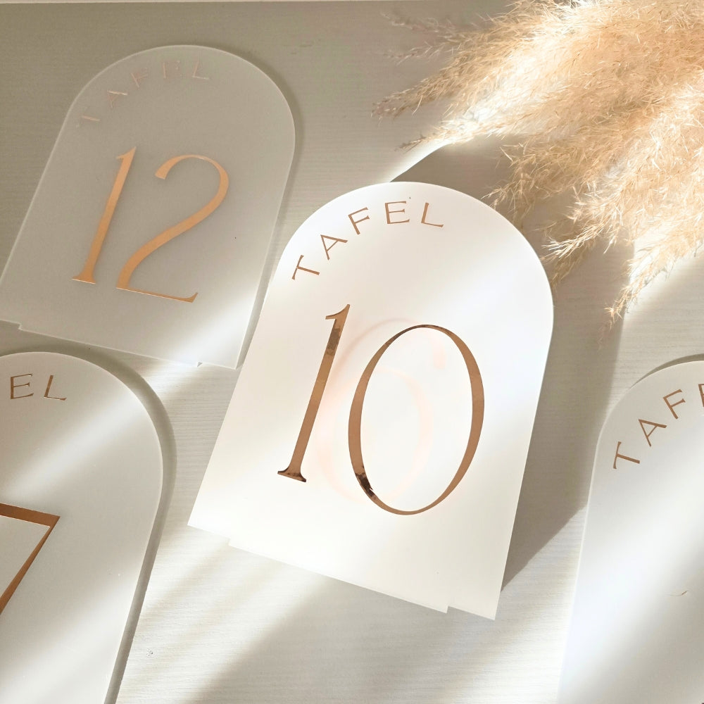 Acrylic Table Numbers - Arch - Frosted White – Simply Wedding Favours