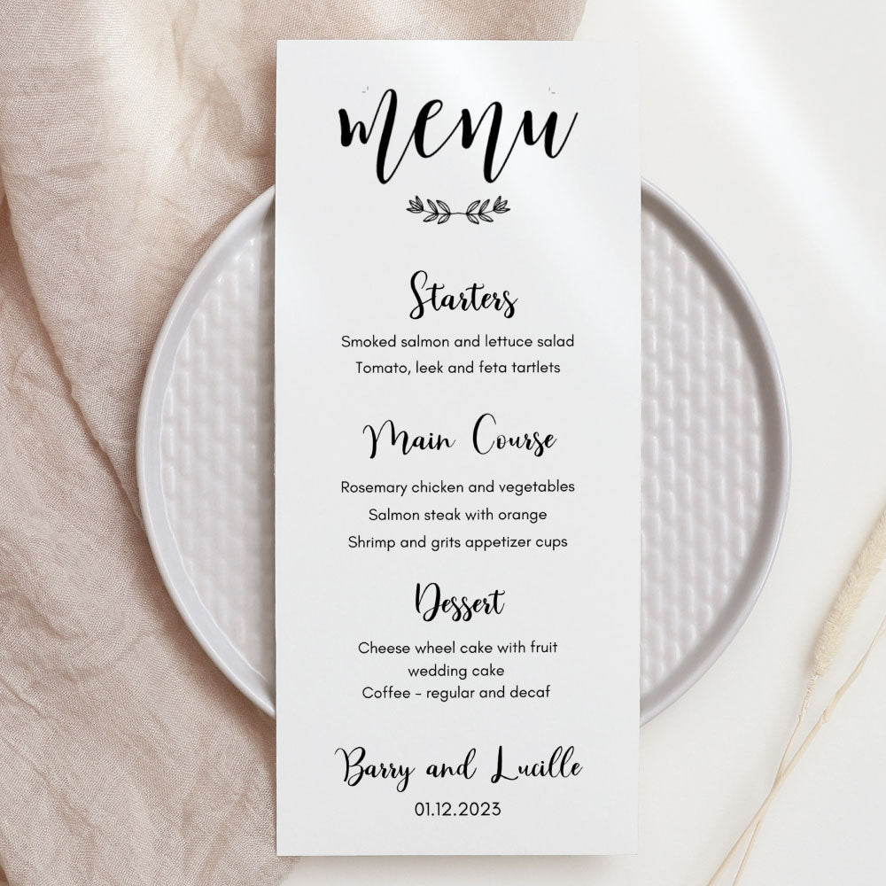 Wedding starters menu | Beachweddingtips.com