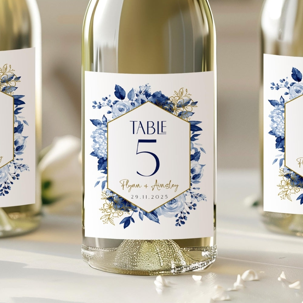 Wine Label Table Numbers - Midnight Blooms – Simply Wedding Favours