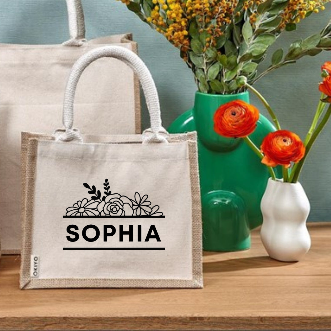 Personalised Mini Jute and Cotton Bags - Wedding Rustic | Simply ...