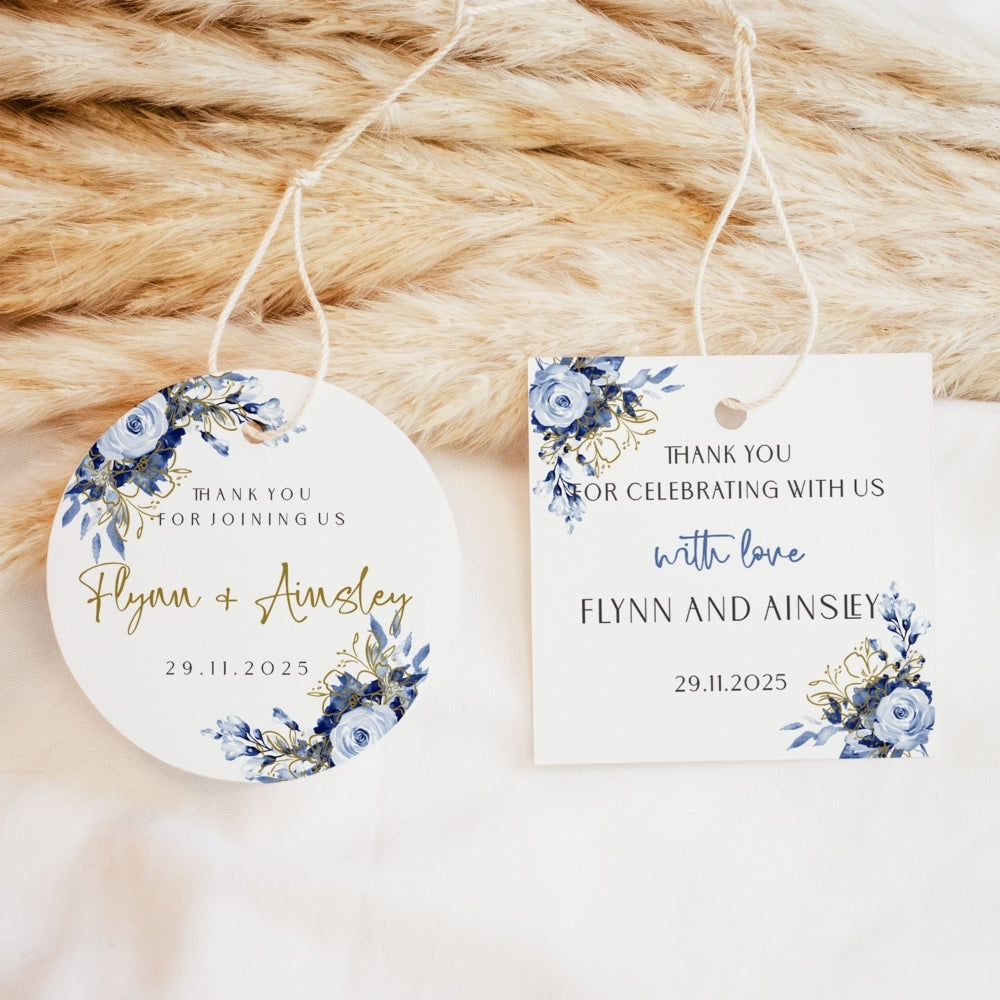 Thank you tag/sticker - Midnight Blooms - Wedding Gold | Simply Favours ...