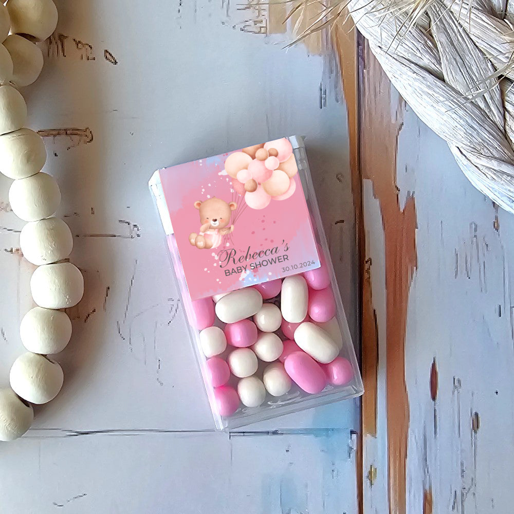 Mint to be Personalised Baby Shower Tic Tacs / Stickers (PINK & WHITE ...
