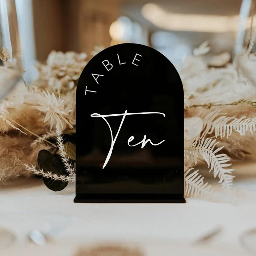 Acrylic Table Numbers - Arch - Black – Simply Wedding Favours