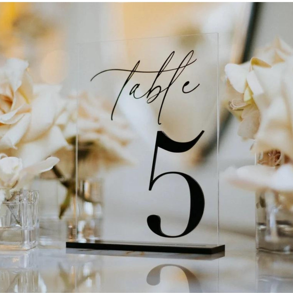 Acrylic Table Numbers - Rectangular - Clear – Simply Wedding Favours