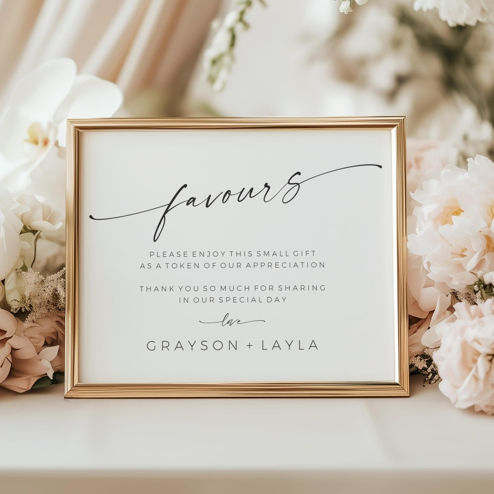 Minimalist Favour Sign A4 - Wedding | Simply Favours – Simply Wedding ...