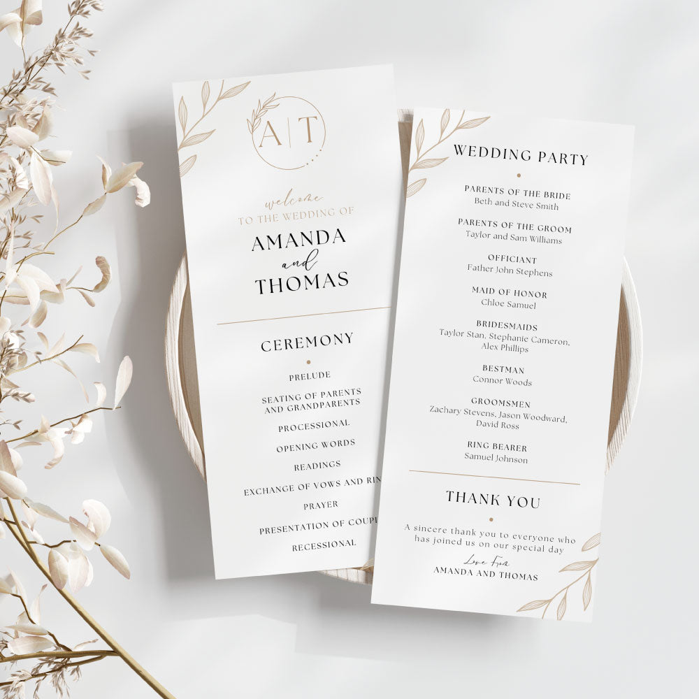 Double Sided Program - Elegant – Simply Wedding Favours