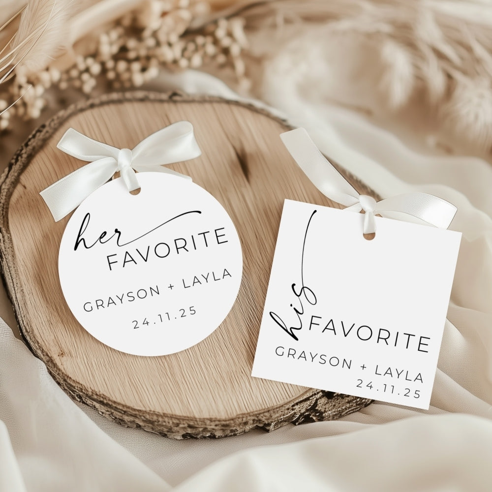 His & Her Favourite Tags/Stickers - Minimalist | Simply Favours ...
