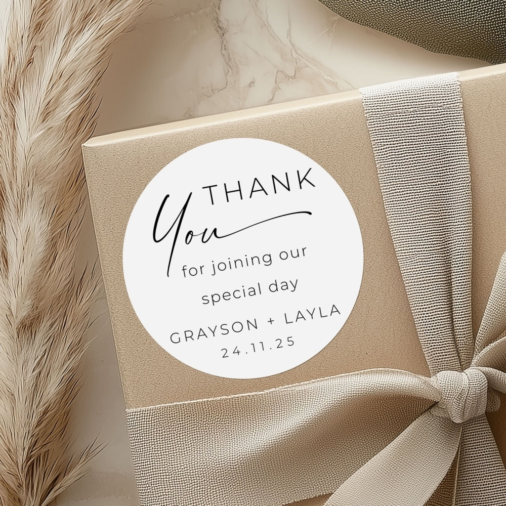 Minimalist Thank you sticker | Simply Favours – Simply Wedding Favours