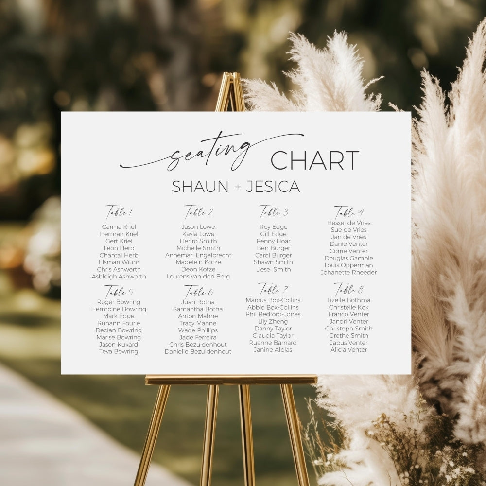 Minimalist Seating Chart - Landscape - Wedding Modern | Simply Favours ...