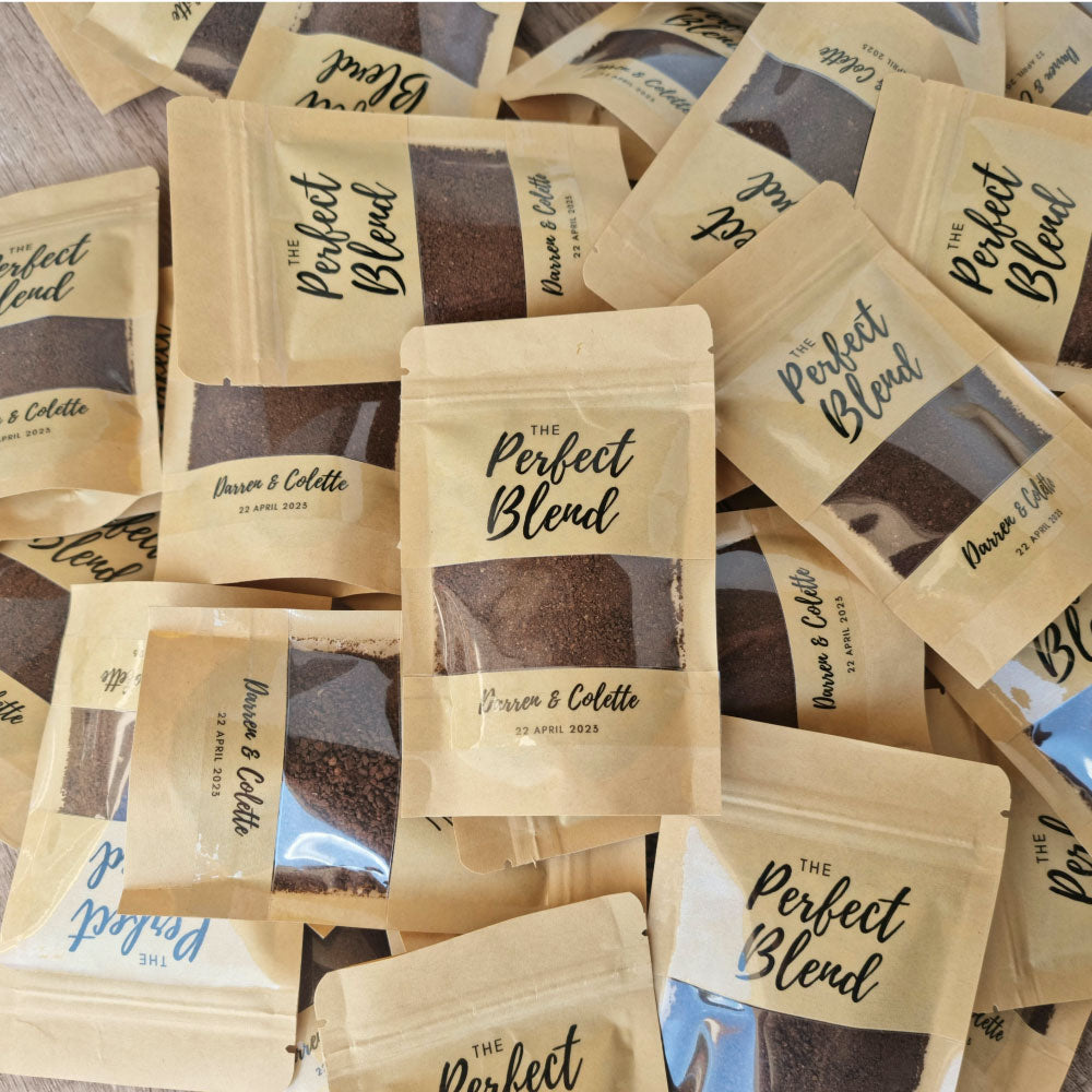 Personalised Mini Coffee Favour Pouches – Simply Wedding Favours