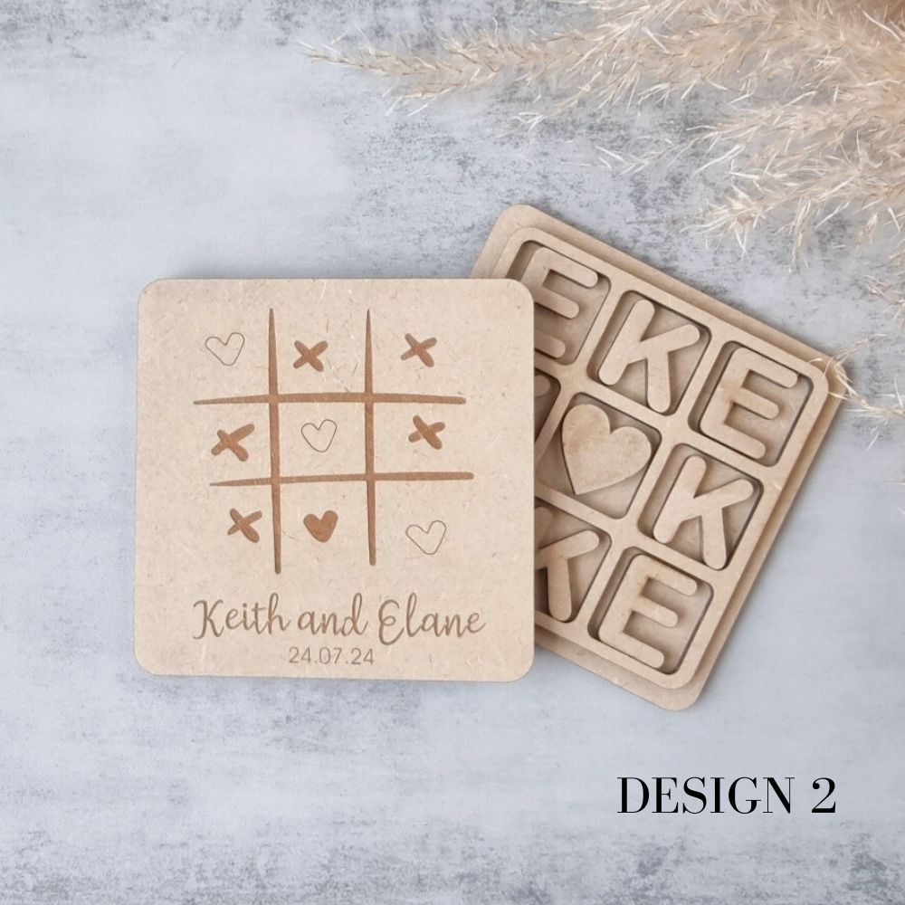 Personalized Engraved Wooden Tic-Tac-Toe Game – Simply Wedding Favours