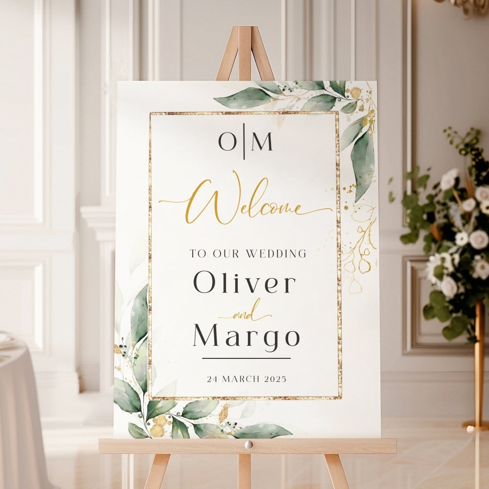 Welcome Sign in Elegant Green Botanical Design II - Portrait – Simply ...