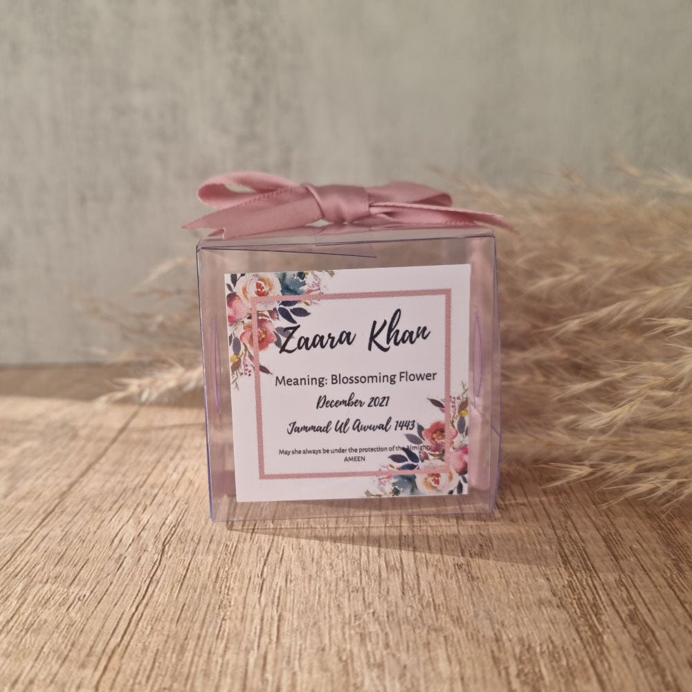 Clear Gift Box with Ribbon & Personalised Sticker – Simply Wedding Favours