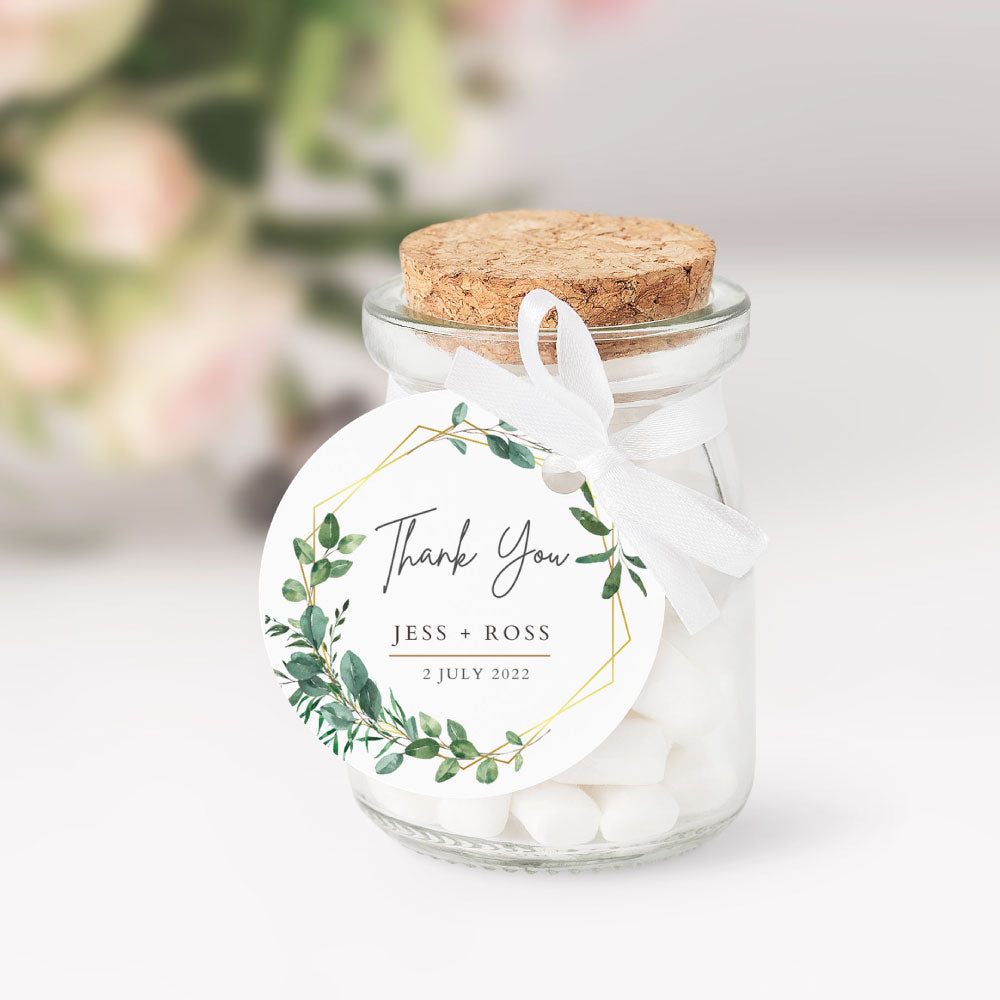 Thank You Tags - Luxury Geometric Framed Greenery – Simply Wedding Favours